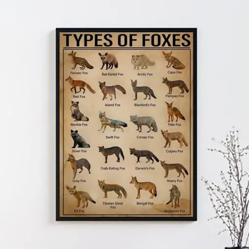 Types Of Foxes Poster Fox Lover Gift Fox Poster Fox Art Print Vintage ...