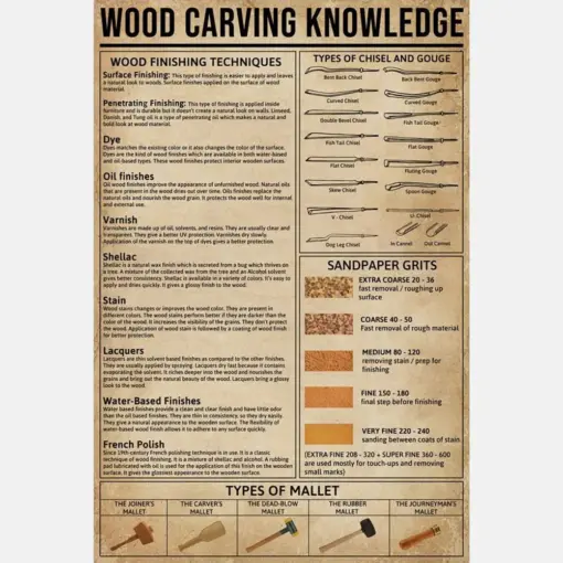 Types Of Wood Carpentry Poster Wood Carving Knowledge Poster Vintage ...